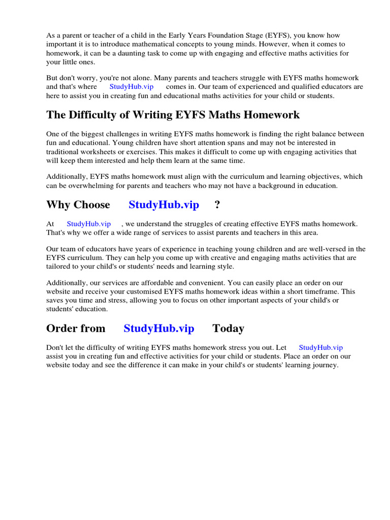 Eyfs Maths Homework Ideas | PDF | Mathematics | Preschool