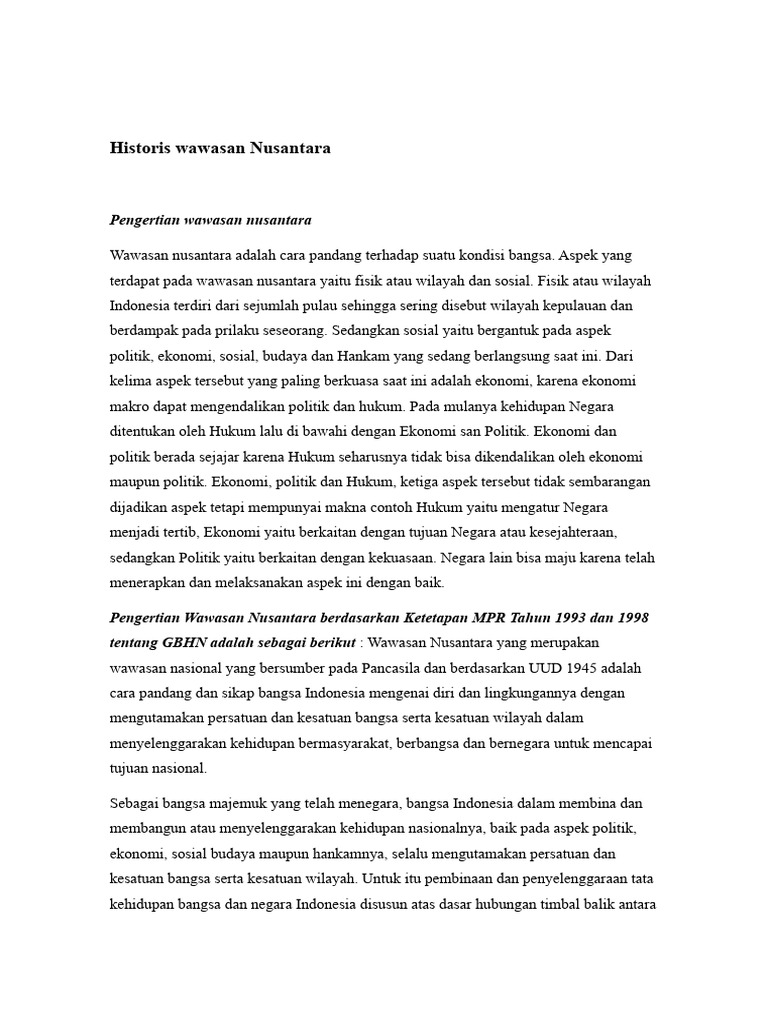 Historis Wawasan Nusantara | PDF | Agama & Spiritualitas