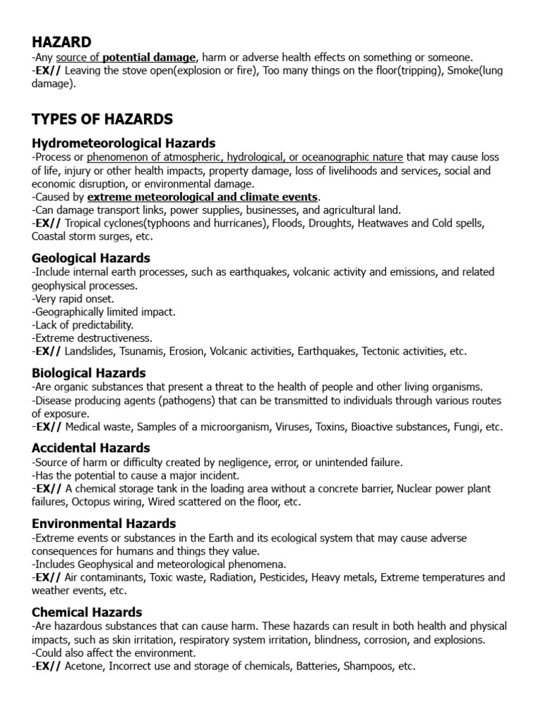 Types of Hazards Explained | PDF | Science & Mathematics