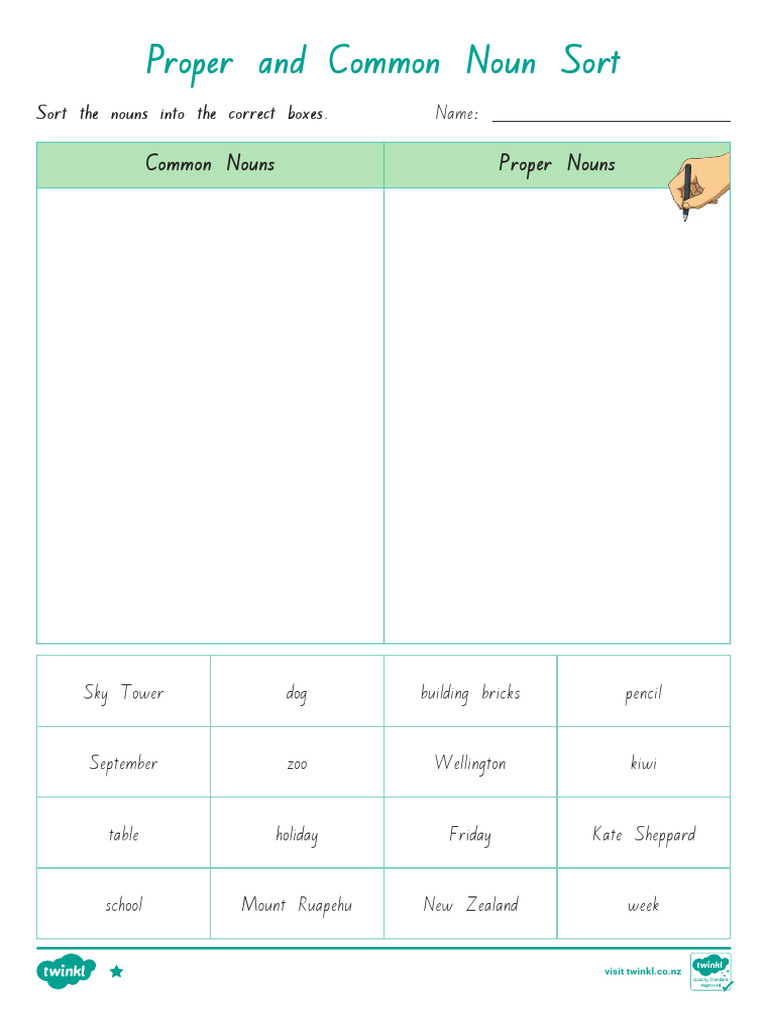 Proper vs Common Noun Sorting Guide | PDF | Semantics | Linguistics