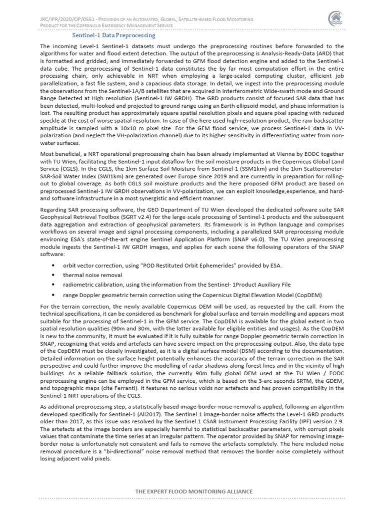 Sentinel-1 Data Preprocessing: JRC/IPR/2020/OP/0551 - P A, G, S - F M P ...