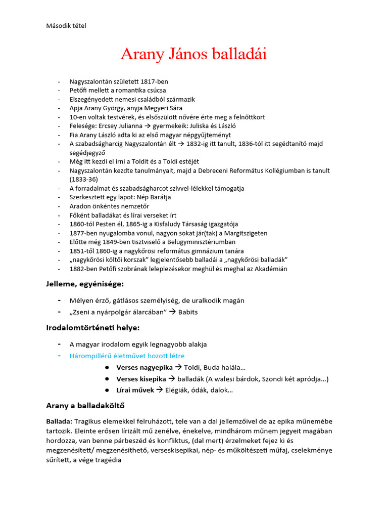 Arany János Balladái | PDF