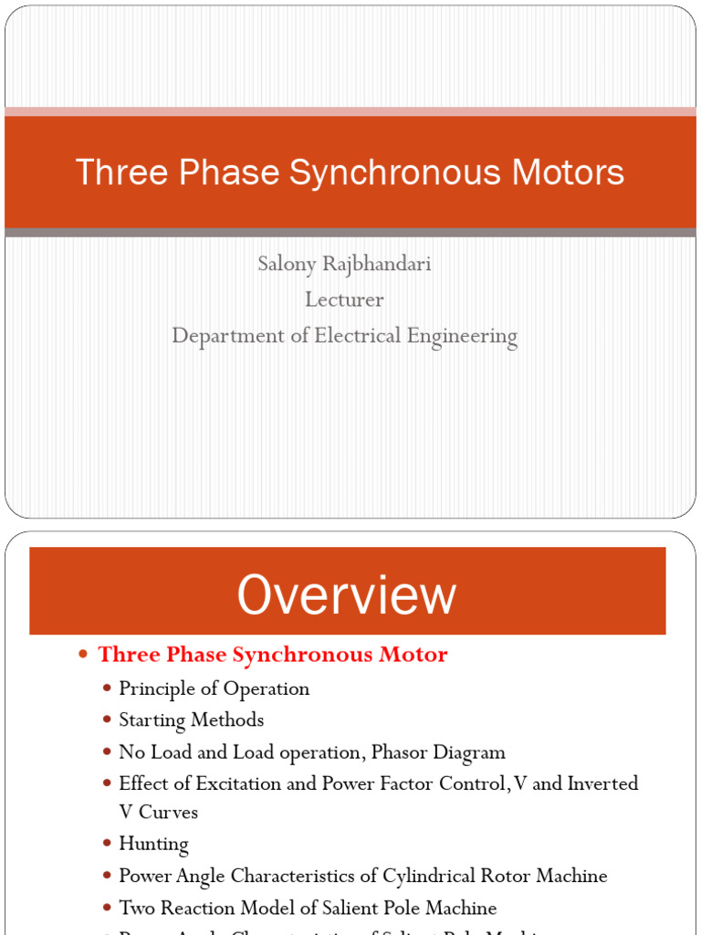 Three Phase Synchronous Motors | PDF | Electric Motor | Electrical ...