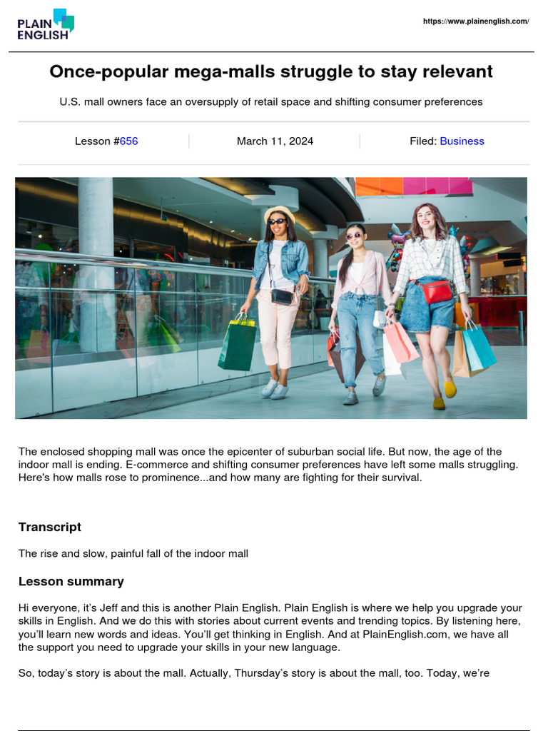 Once-Popular Mega-Malls Struggle To Stay Relevant | PDF | Shopping Mall ...