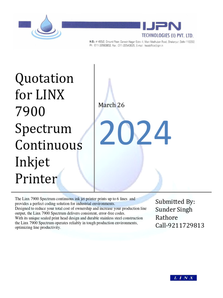 003 - Quotation - Linx 7900 Spectrum Imperial Auto Industries | PDF ...
