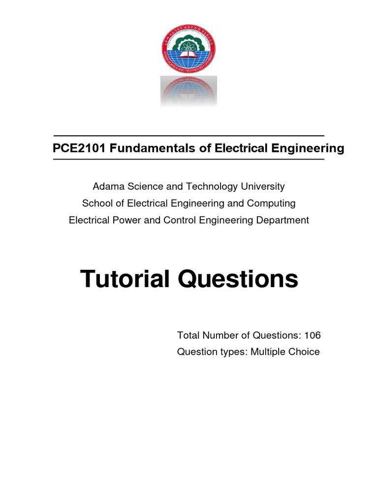 00PCE2101 Fundamentals of Electrical Engineering Tutorial Questions | Download Free PDF ...