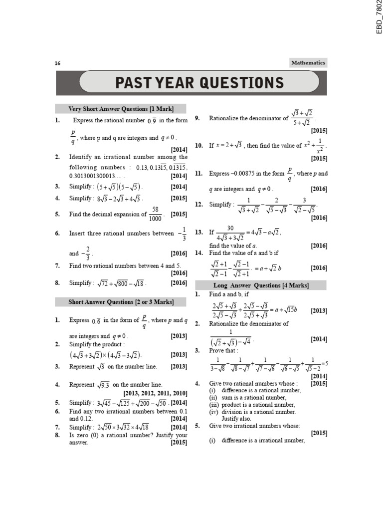 Ch1-Number SYstems Questions | PDF | Numbers | Rational Number