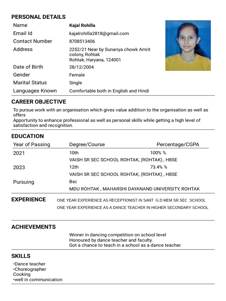 Resume - Kajal Rohilla - Format4 | PDF