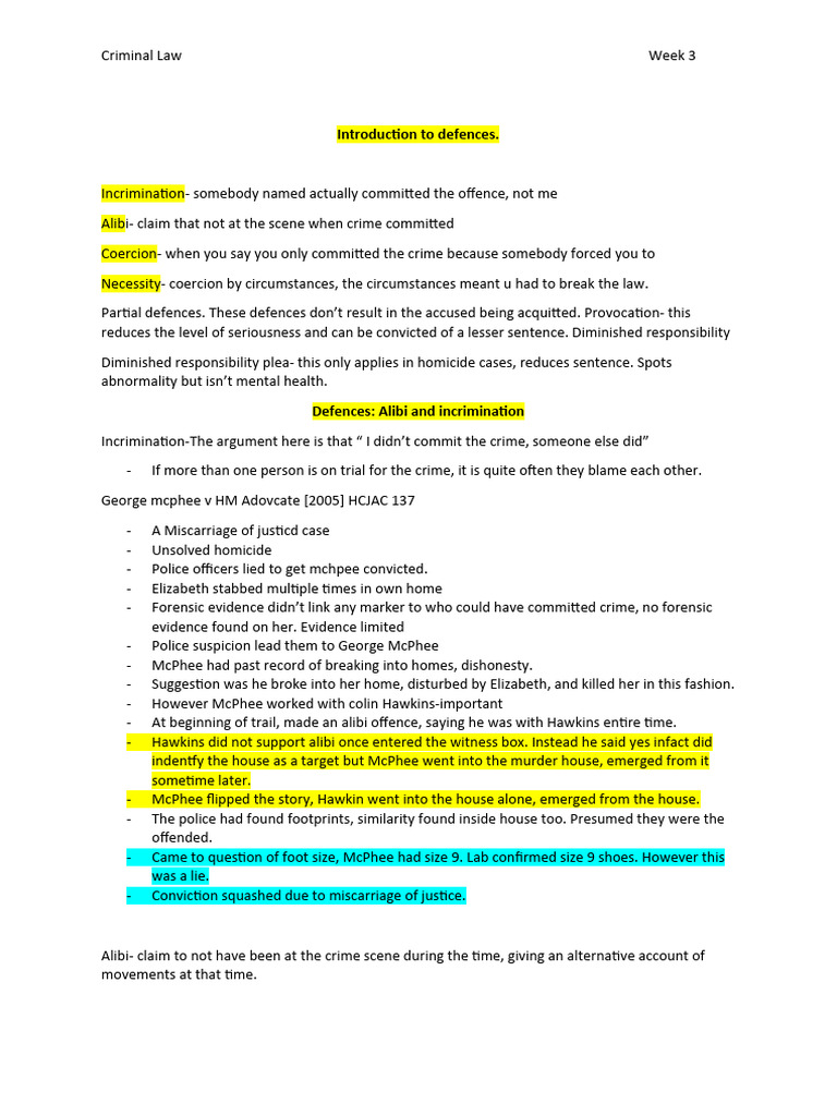 Criminal Law-Week 3 | PDF | Insanity Defense | Crimes