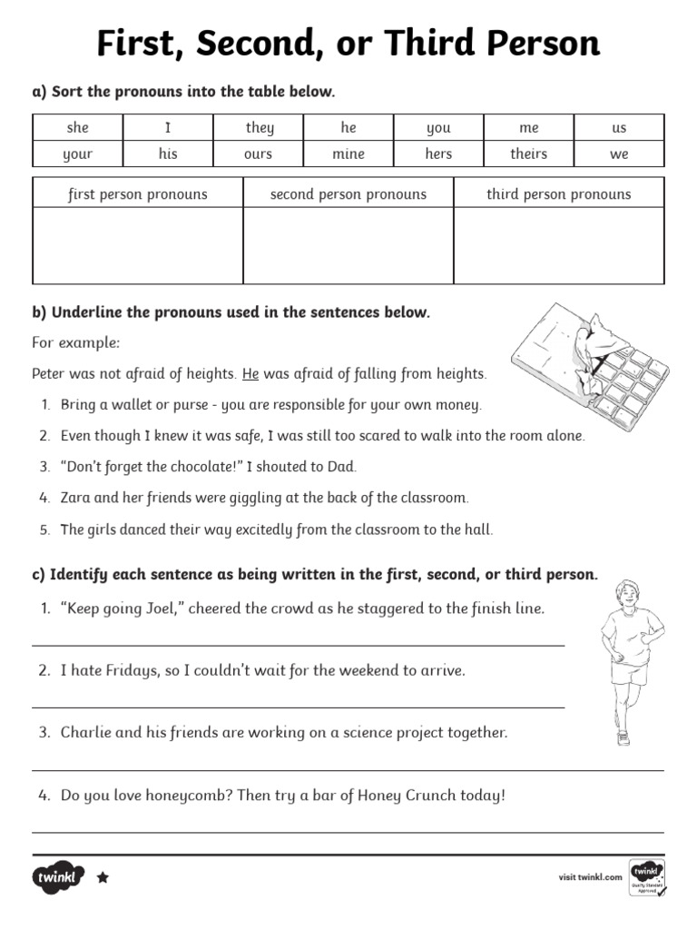 Black and White Lower Ability First Second and Third Person Point of ...