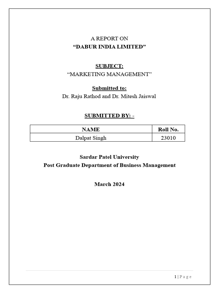 Dabur Fi | PDF | Market Segmentation | Retail