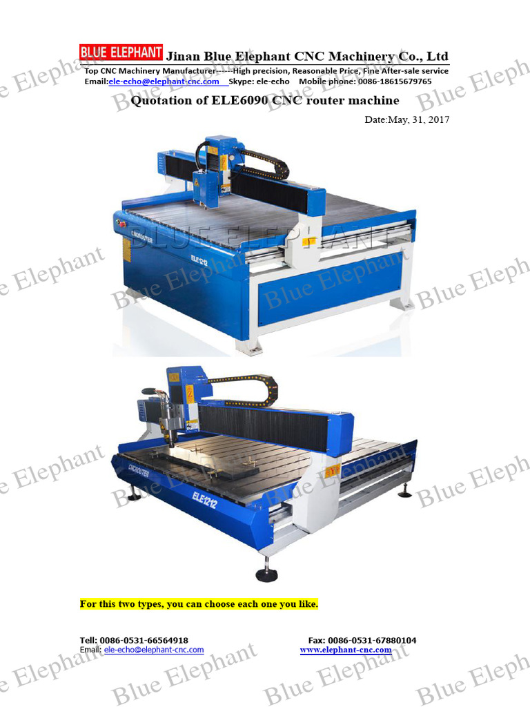 Detail Quotation of 1212 CNC Router Machine - Echo - Blue Elephant | PDF | Computing ...