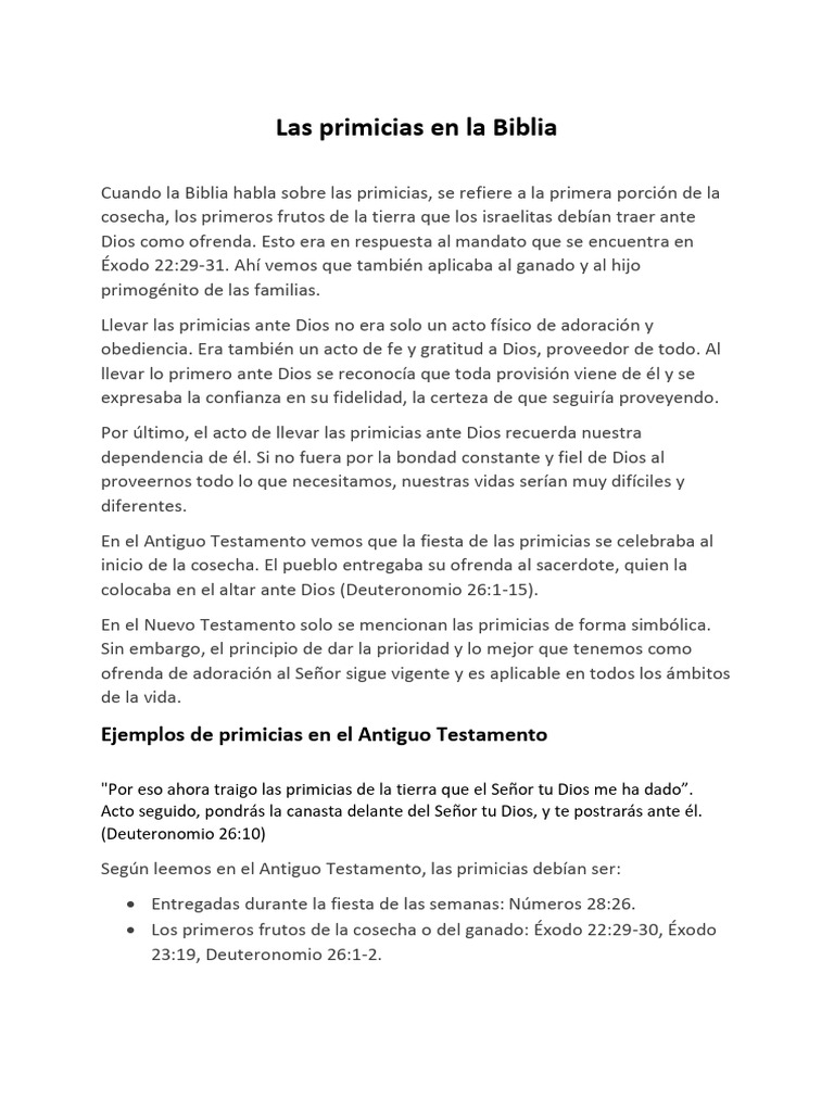 Las Primicias en La Biblia | Descargar gratis PDF | Cristo (título ...