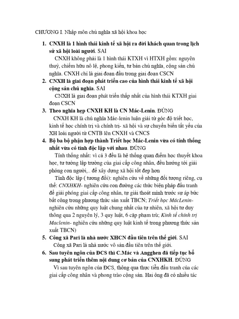 Đúng-Sai - CH Nghĩa Xã H I | PDF