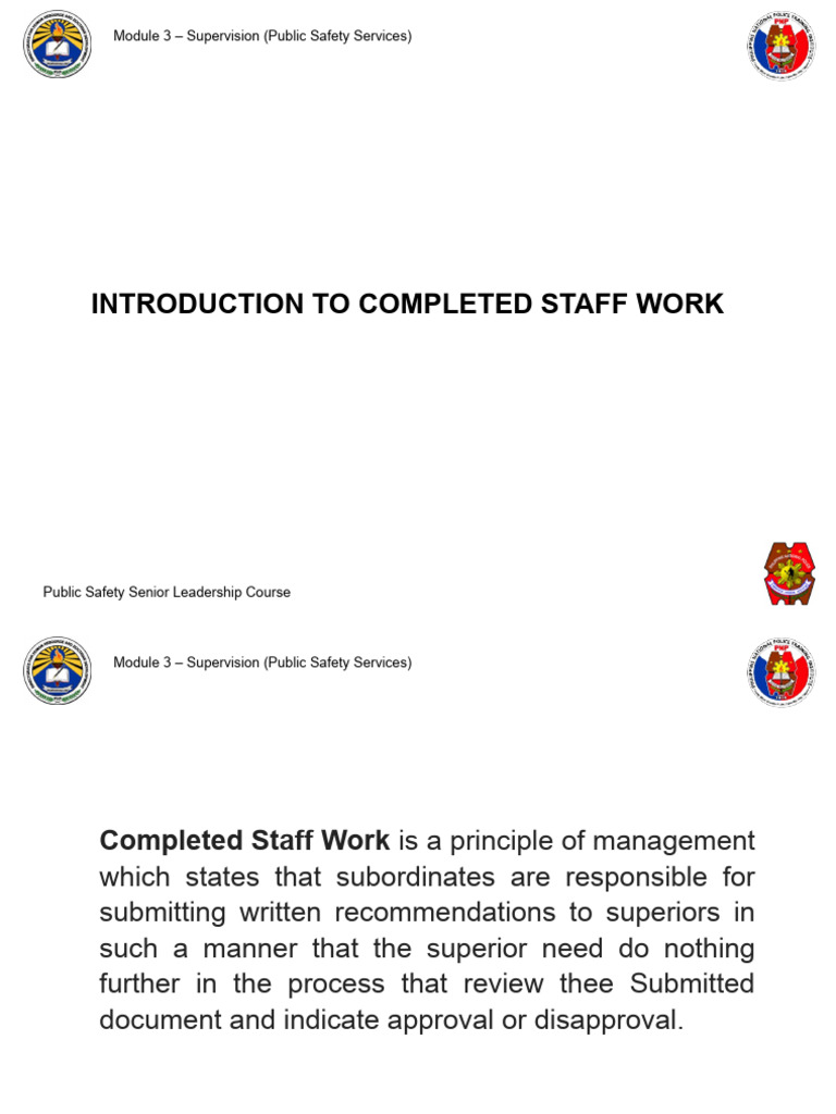 Introduction To Completed Staff Work | PDF | Leadership | Risk
