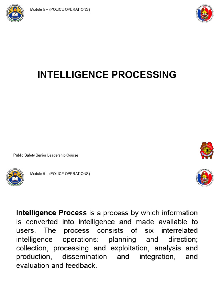 Police Intelligence Collection Process | PDF | Military Intelligence ...