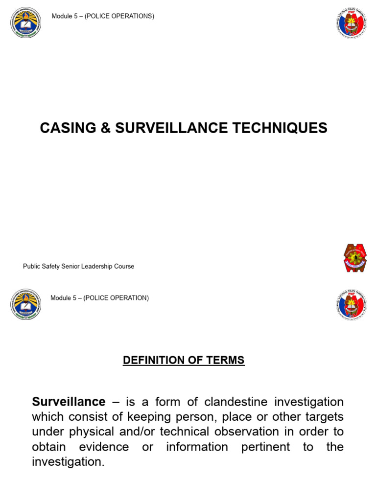 Casing and Surveillance Techniques Overview | PDF | Surveillance ...