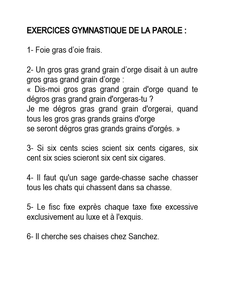 Exercices de Diction et Articulation | PDF