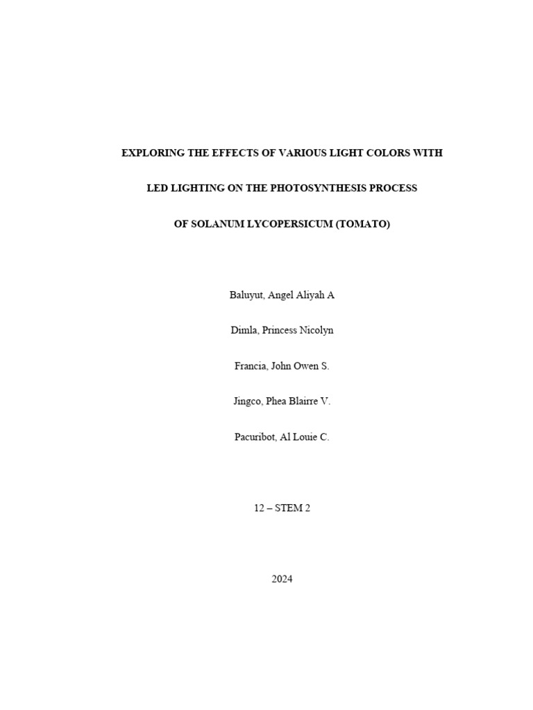 Research Paper | PDF | Photosynthesis | Light Emitting Diode