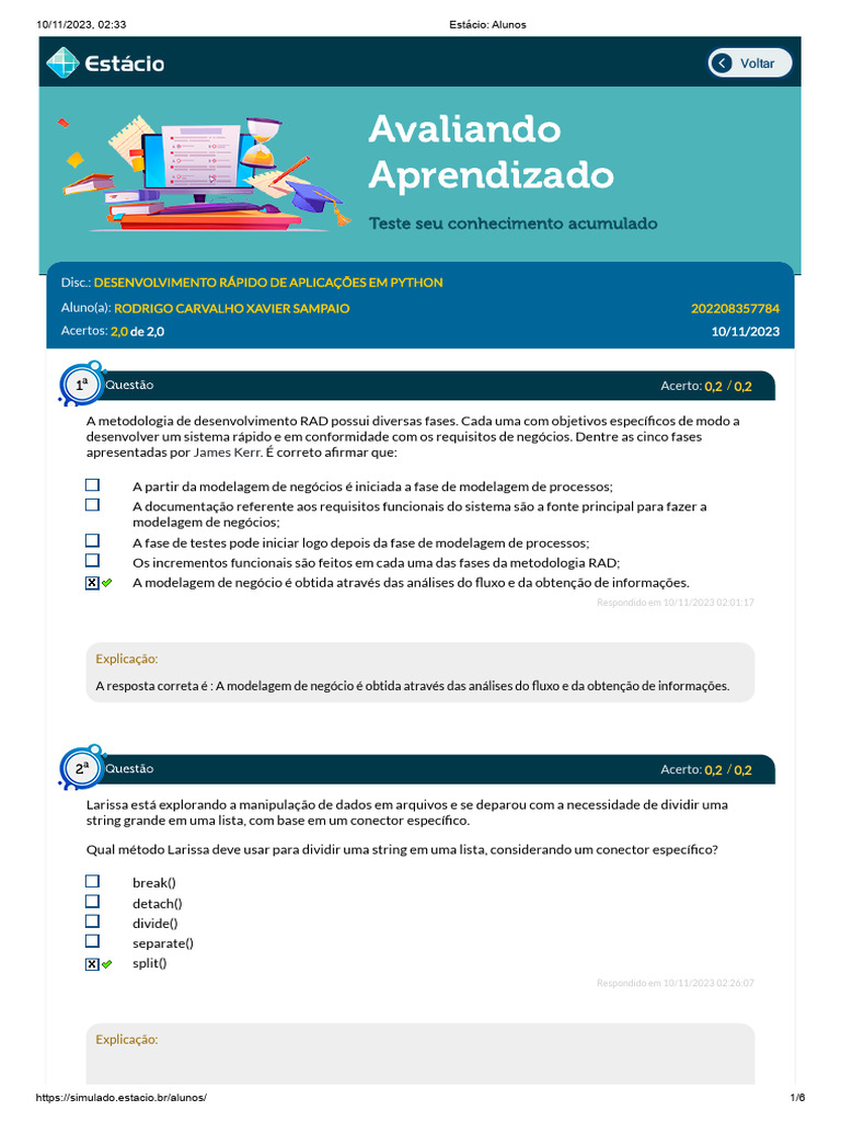 Desenvolvimento Rápido de Aplicações em Python Av2 | Download grátis ...