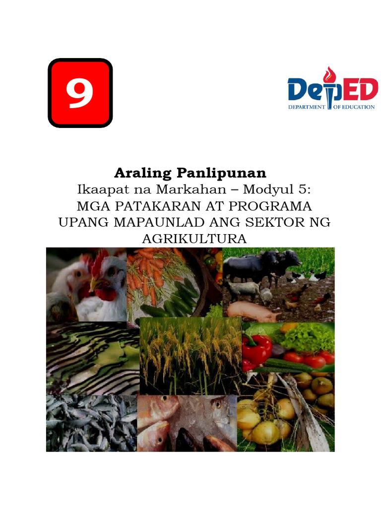 Ap9 Q4 W5 Module 5 Mga Patakaran at Programa Upang Mapaunlad Ang Sektor NG Agrikultura | PDF