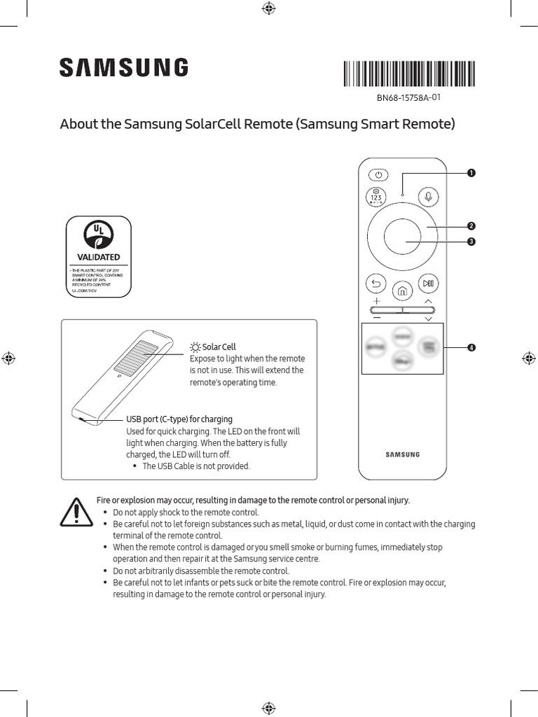 Samsung SolarCell Remote Guide | PDF | Remote Control | Menu (Computing)
