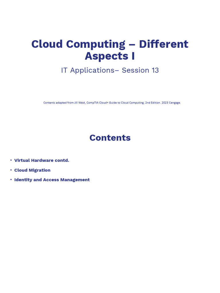 ITA Session 13 Cloud Computing Diff Aspects 1 | PDF | Cloud Computing | Virtual Machine