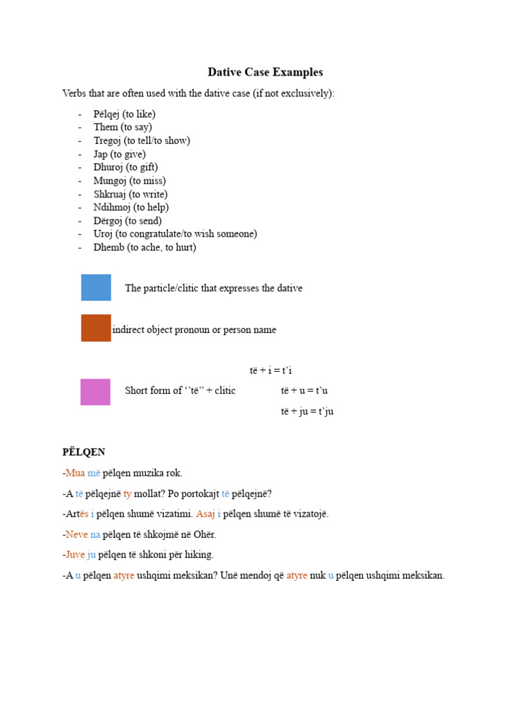 Dative Case Examples | PDF