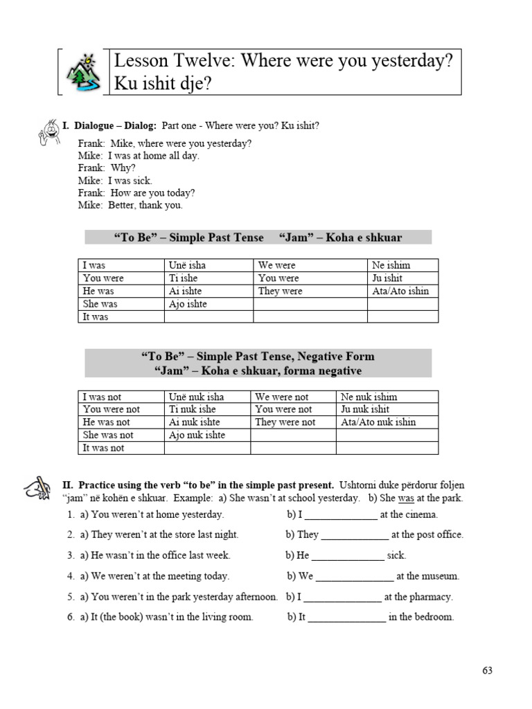 L.lesson12 Wherewereyouyesterday | PDF | Grammatical Tense | Semantic Units