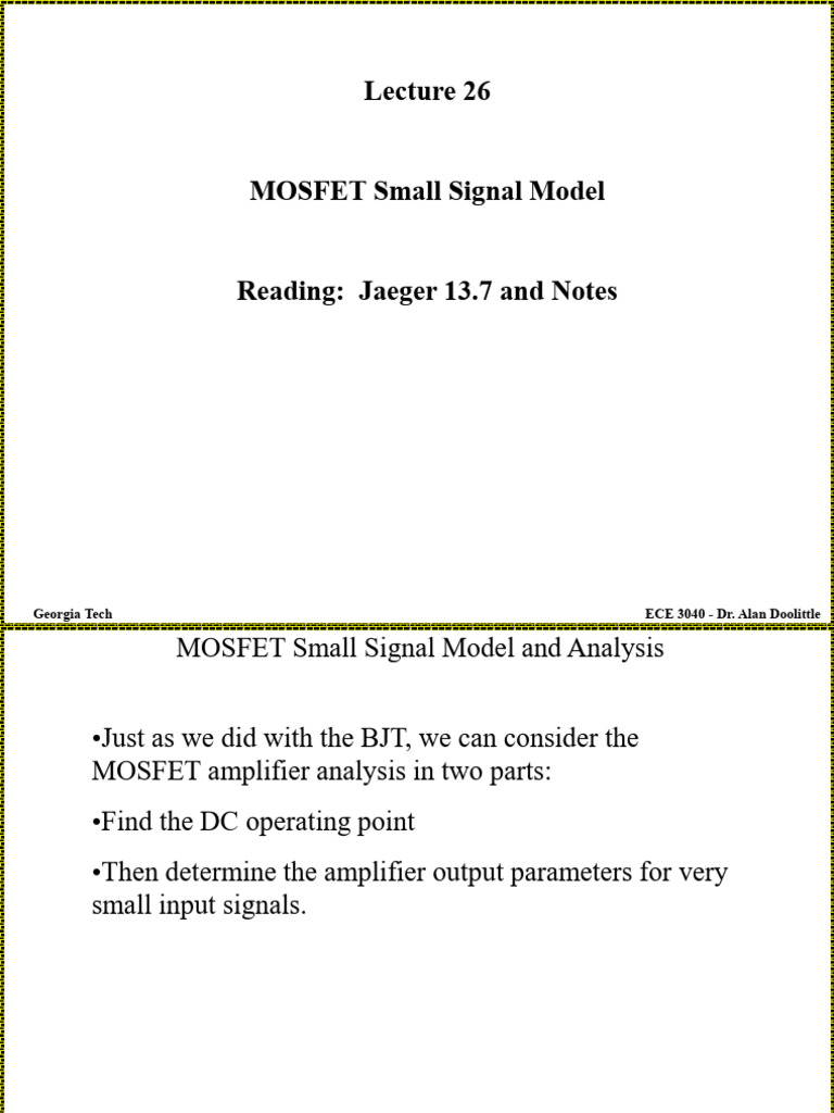 Lecture26 MOSTranSmallSigModelAmplifiers | Download Free PDF | Mosfet | Field Effect Transistor