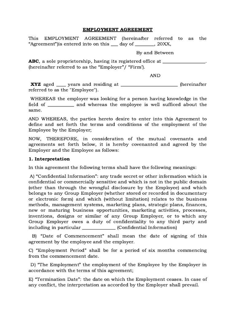 Employment Agreement (Deed) | PDF | Employment | Indemnity Employment Agreement (Deed) | PDF | Employment | Indemnity