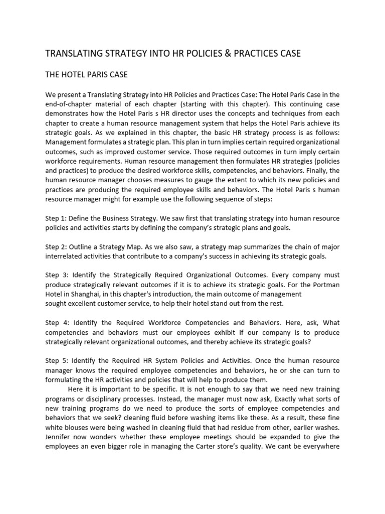 Hotel Paris Case Chapter 3 | PDF | Human Resource Management | Performance Indicator