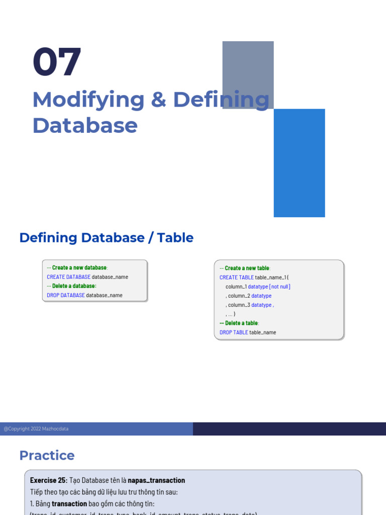 Mazhocdata - SQL Course - Lesson 9 | PDF | Table (Database) | Data ...