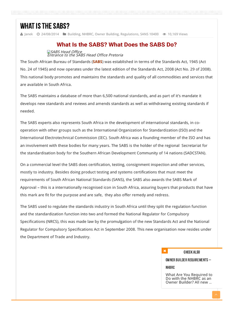 What Is The SABS - SANS10400-Building Regulations | PDF | Business ...