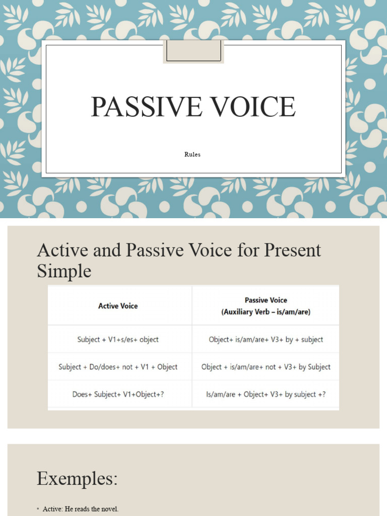 Passive Voice | PDF | Perfect (Grammar) | Grammatical Tense