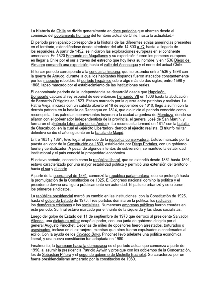 Historia de Chile | PDF | Chile