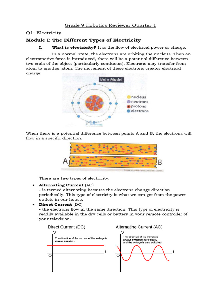 Robotics Reviewer Quarter 1 | PDF | Inductor | Series And Parallel Circuits