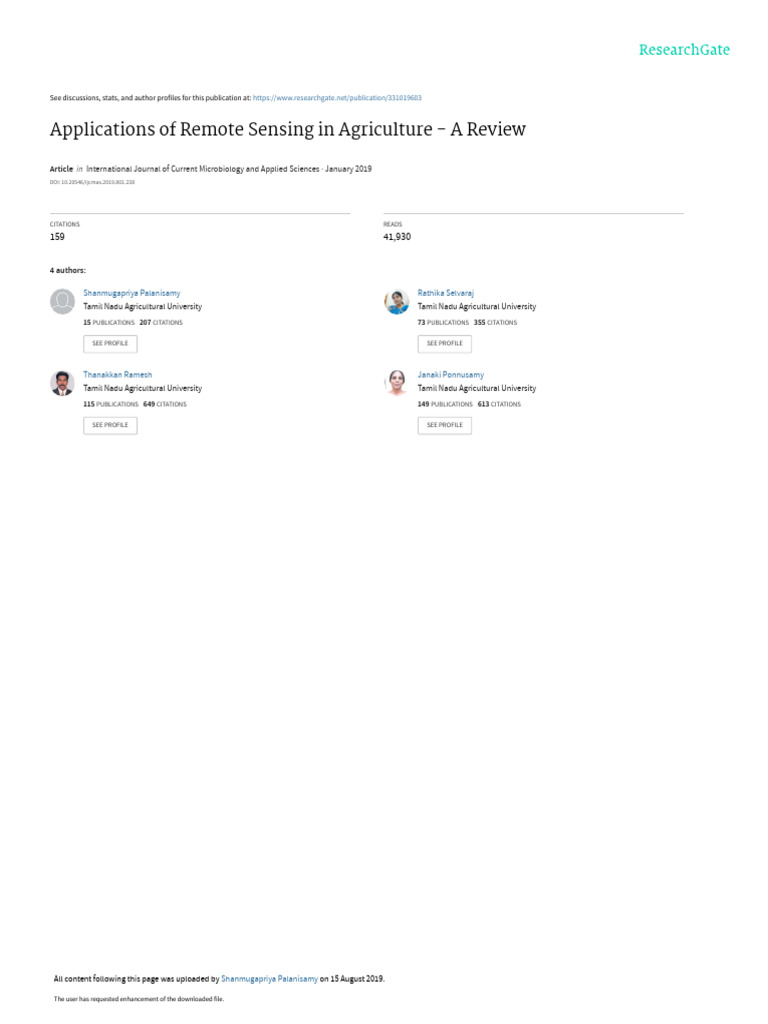 Applicationsofremotesensinginagriculture AReview | PDF | Remote Sensing ...