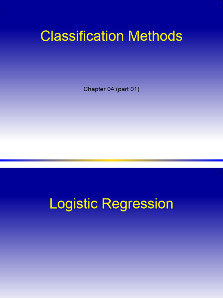 04 Chap04 ClassificationMethods-LogisticRegression 2024 | PDF | Logistic Regression | Linear ...