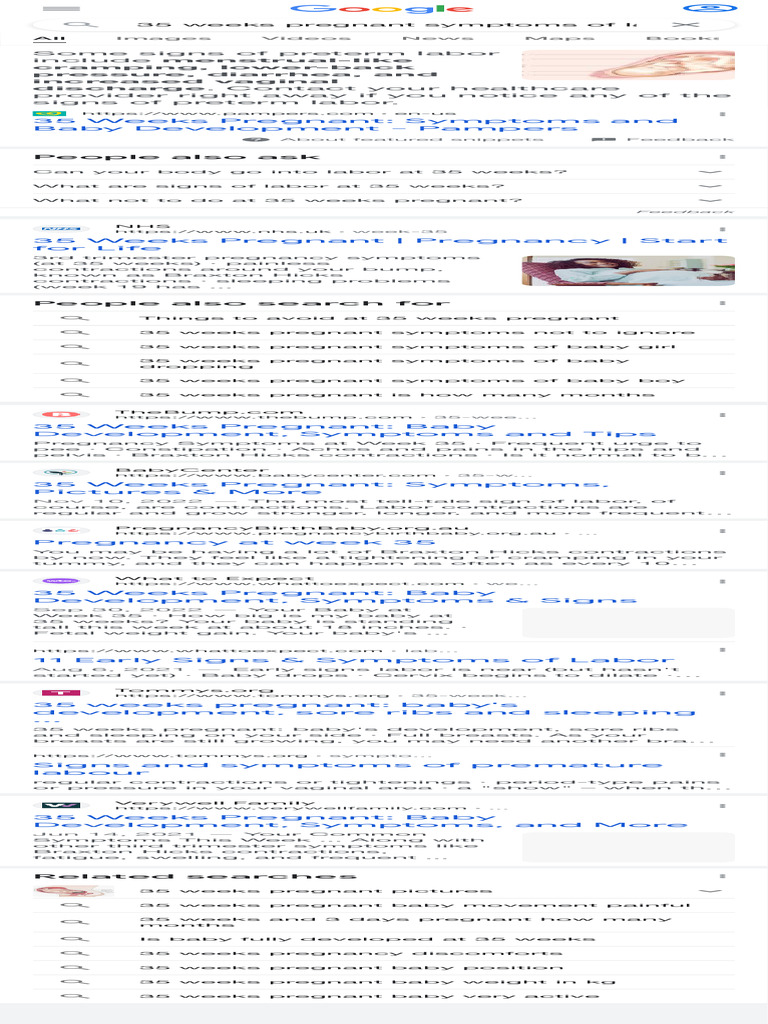 35 Weeks Pregnant Symptoms of Labor - Google Sear | PDF | Pregnancy | Childbirth