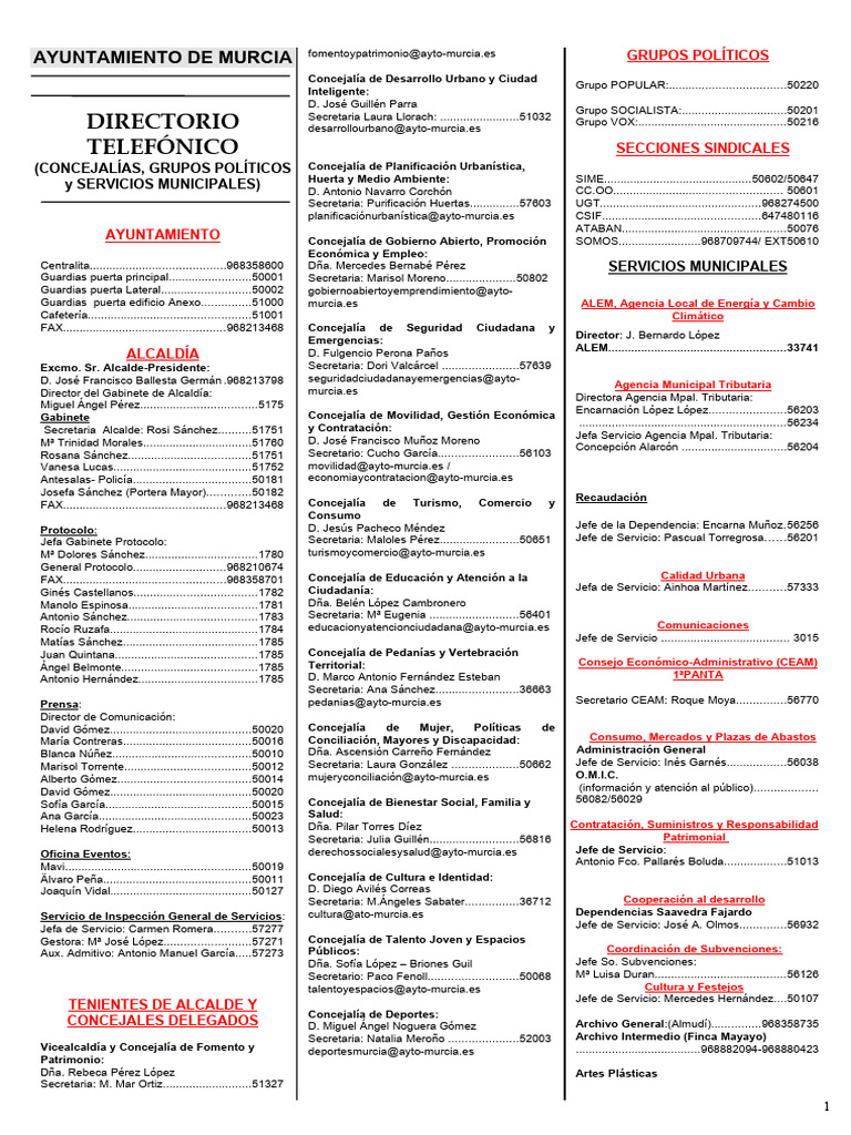 Directorio Telefonos 17 1 2024 | PDF