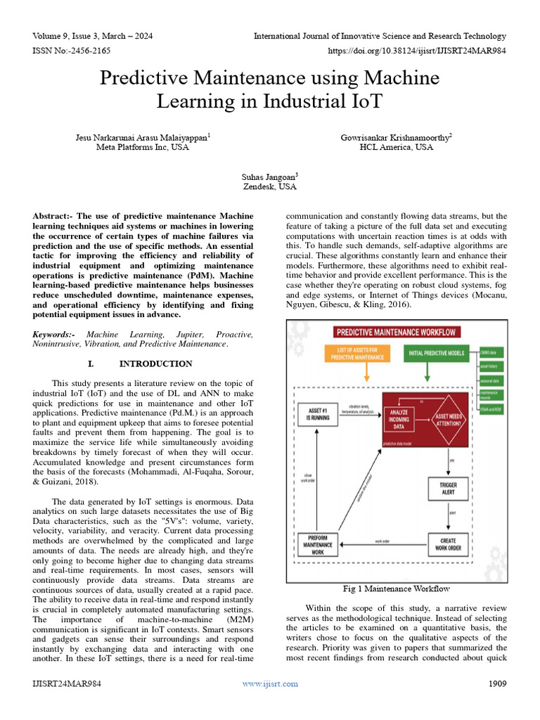 Predictive Maintenance Using Machine Learning in Industrial IoT | PDF ...
