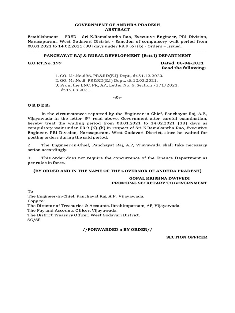 Compulsory Wait Period Order RT199 | PDF