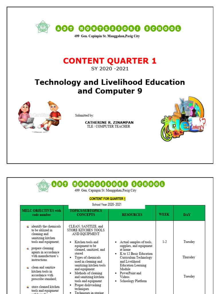 Course Content in Grade 9 1st Quarter | PDF | Internet | Kitchen