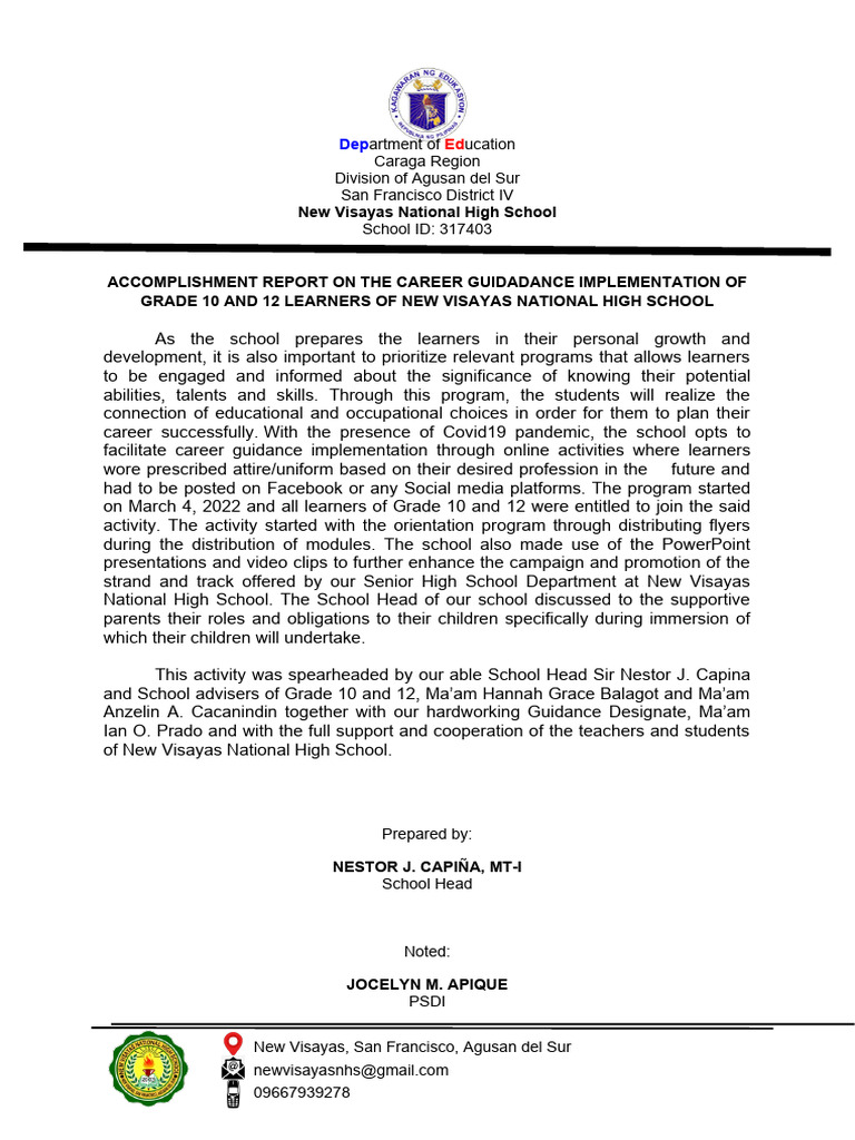 Narrative Report Career Guidance | PDF | Learning | Behavior Modification