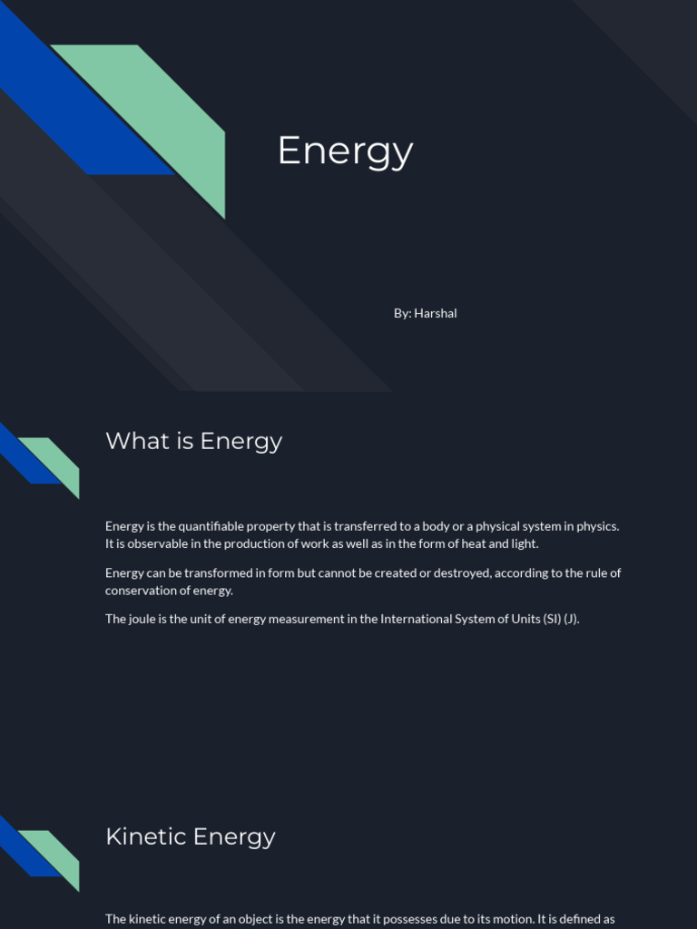 Types and Concepts of Energy Explained | PDF | Light | Potential Energy