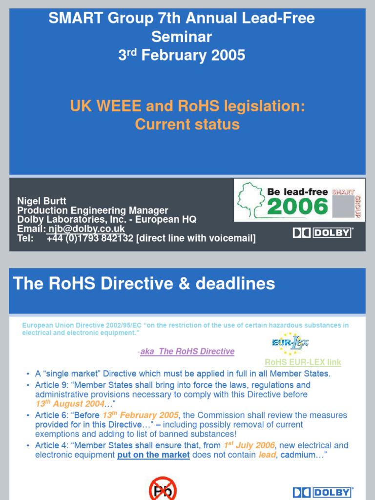 UK WEEE and RoHS Legislation: Current Status (2005) | PDF | European ...