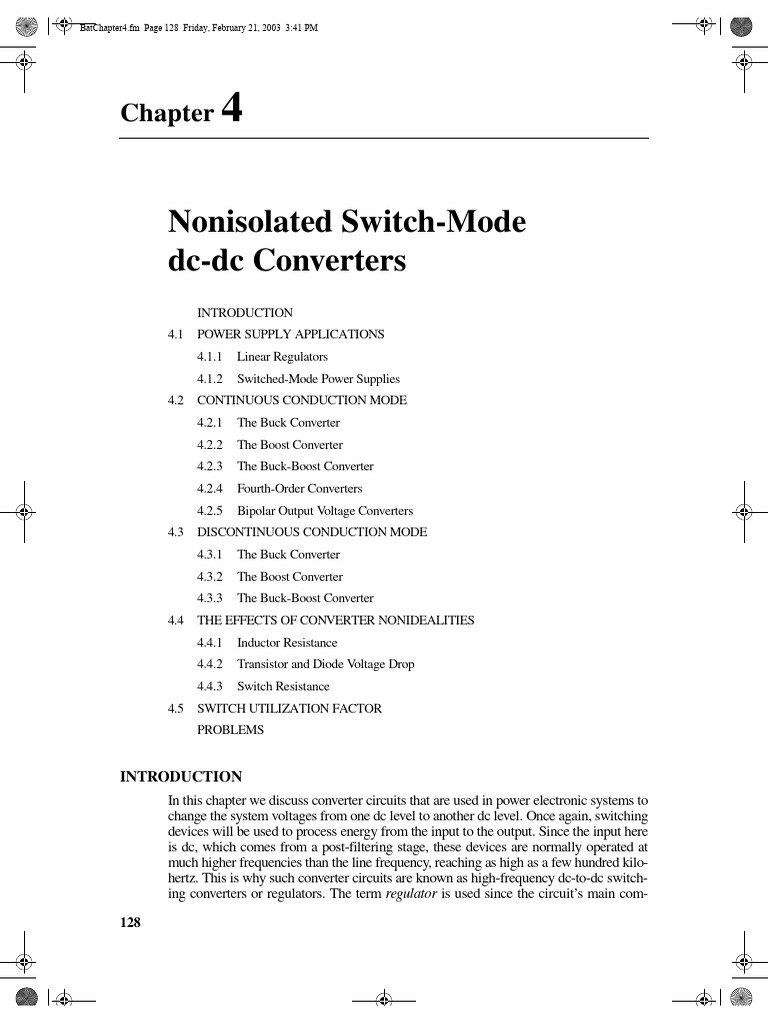 Nonisolated Switch Mode Dc Dc Converters | PDF | Power Supply | Rectifier Nonisolated Switch Mode Dc Dc Converters | PDF | Power Supply | Rectifier
