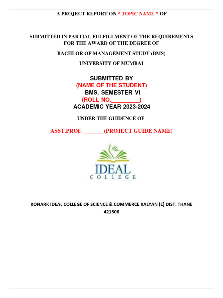 First 4 Pages For Project BMS | PDF | Art