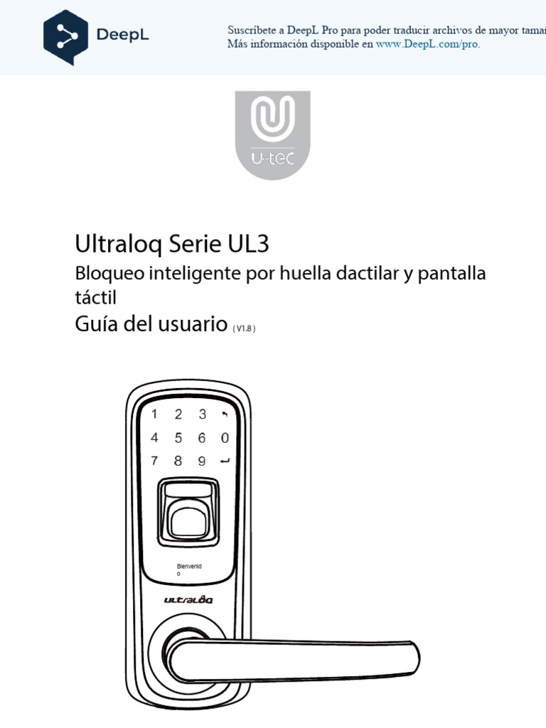 Manual de Instalación Ultraloq UL3 | PDF | Pantalla táctil | Huella ...